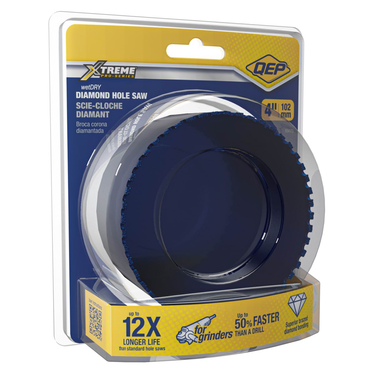 QEP 10475 Xtreme 4" (102 mm) Pro Diamond Grinder Hole Saw ...