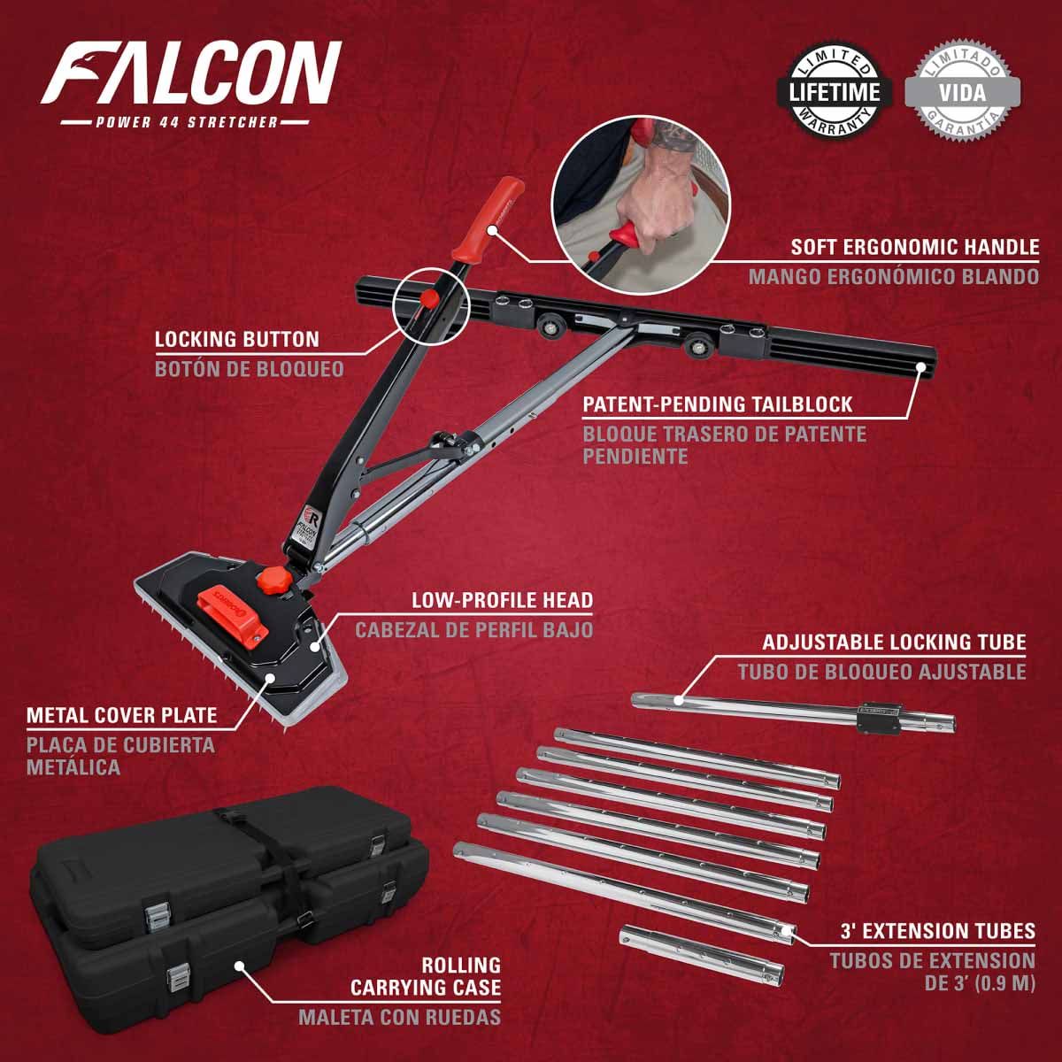 Roberts 10-284V Falcon Power 44 Carpet Stretcher Value Kit - Extends to ...