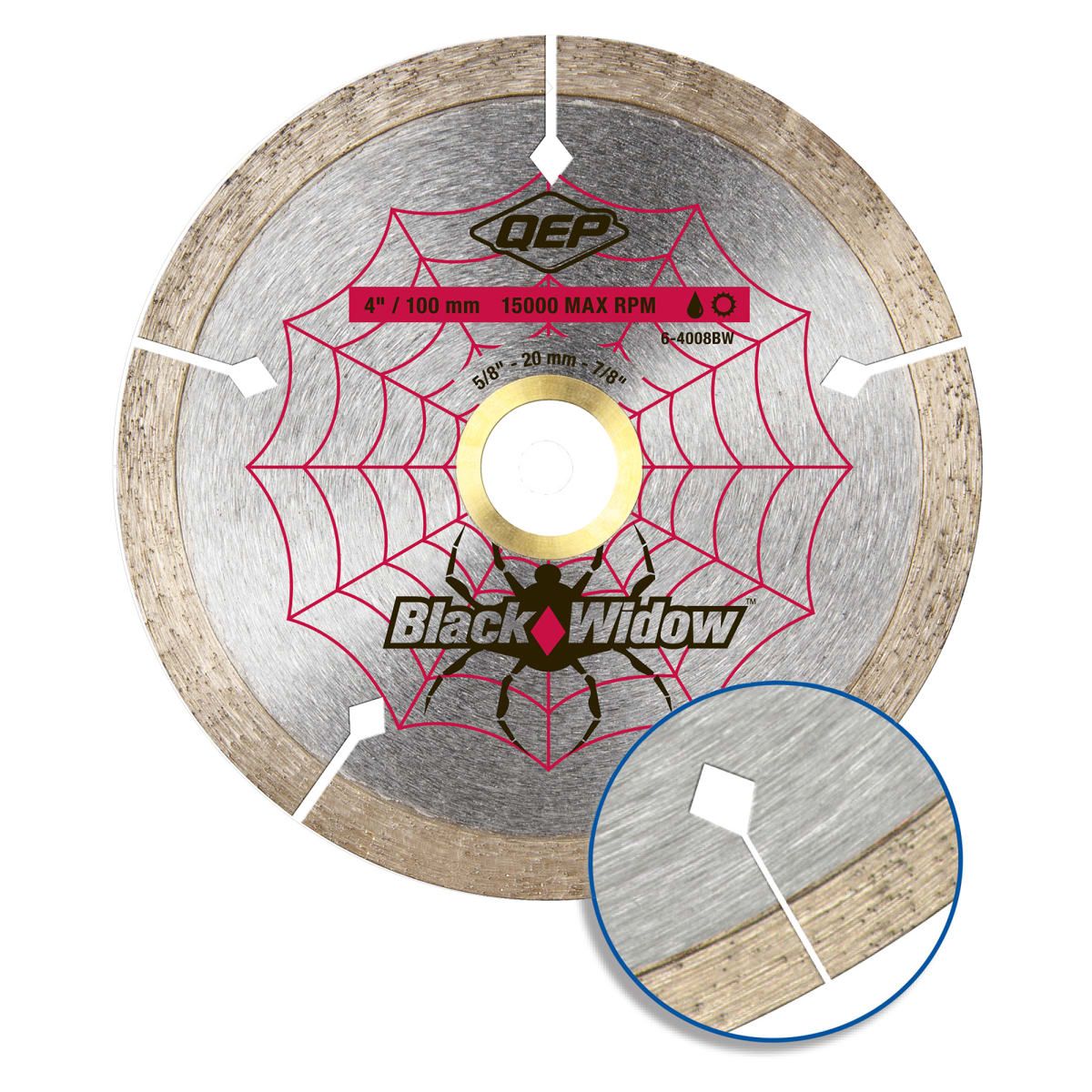 QEP 6-4008BW Black Widow 4" Diamond Blade | Tools4Flooring.com